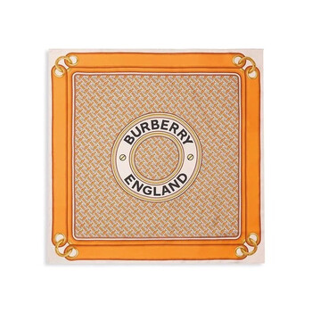 Burberry Bright Orange Logo Archive Print Silk Twill Scarf 8041761 ...