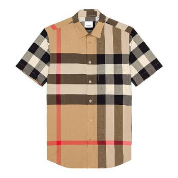 Burberry Check Pattern Short Sleeve Shirt, Size X-Small 8017322 ...
