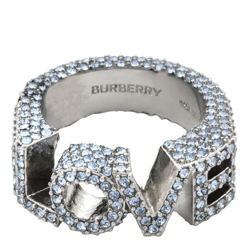 Burberry Crystal And Palladium-Plated Love Ring, Size Large 8059296 ...