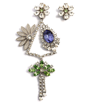 Burberry Crystal Daisy Chandelier Earring And Stud Set In Peridot Green ...