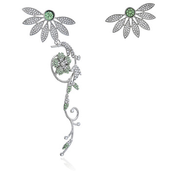 Burberry Crystal Half-daisy Drop Earring And Stud Set In Peridot Green ...
