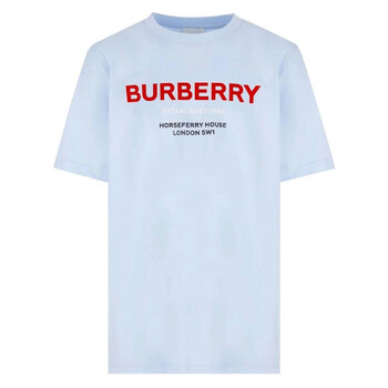 Burberry Kids Pale Blue Logo Print Crewneck T-Shirt, Size 12Y 8061403 ...