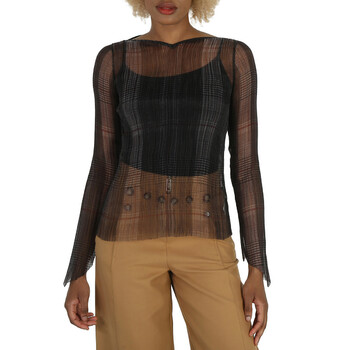 Burberry Ladies Black Sheer Long Sleeve Top, Brand Size 6 (US Size 4 ...