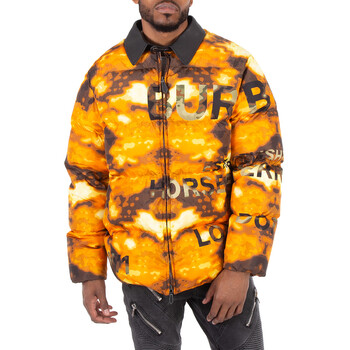 Burberry Leather Collar Camouflage Print Puffer Jacket, Size X-Large ...