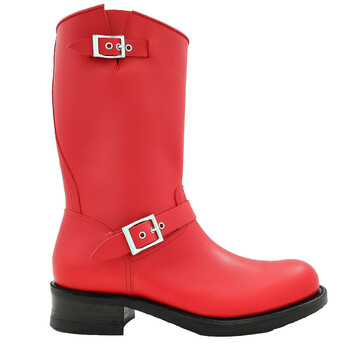 Burberry Men's Bright Red Grover Leather Motorcycle Boots, Brand Size ...