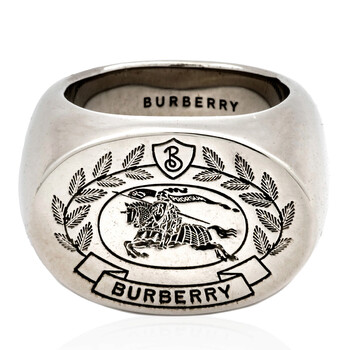 Burberry Men's Engraved EKD Palladium-Plated Signet Ring, Size Large ...