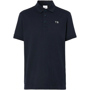Burberry Men's Ink Blue Letter Motif Silk Cotton Pique Polo Shirt, Size ...