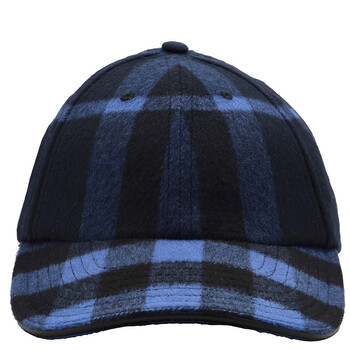 Burberry Navy Check Cashmere Baseball Cap, Size X-Large 8060742 - Jomashop