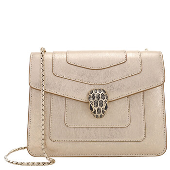 Bvlgari Light Gold Serpenti Forever Leather Crossbody Bag 293218 ...