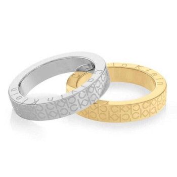 Calvin Klein Iconic Steel and Gold Double Ring, Size 52 35000444B ...