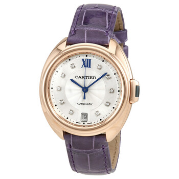 Cartier Cle 18kt Rose Gold Automatic Flinque Sunray Dial Ladies Watch ...