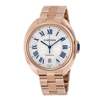 Cartier Cle 18kt Rose Gold Automatic Flinque Sunray Dial Ladies Watch ...