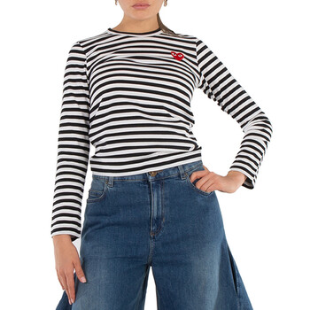 Comme Des Garcons Cdg Play Striped Heart Emblem Long-Sleeve T-Shirt ...