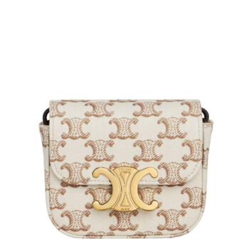 Celine Mini Claude In Textile With Triomphe Print And Calfskin ...