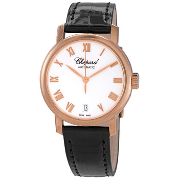 Chopard White Dial 18kt Rose Gold Brown Leather Men's Watch 161278-5005 ...