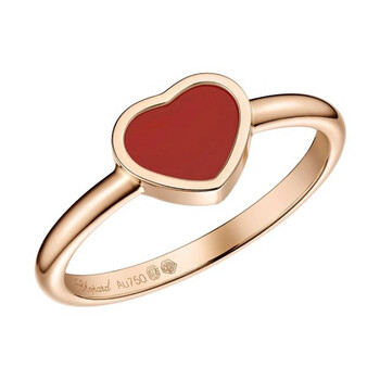 Chopard Happy Hearts 18k Rose Gold Red Stone Ring, Size 50 829482-5828 ...