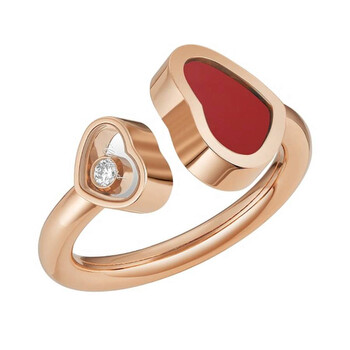 Chopard Happy Hearts 18k Rose Gold Red Stone Ring, Size 56 829482-5834 ...