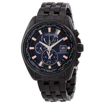 Citizen Perpetual Alarm World Time GMT Eco-Drive Blue Dial Men's Watch ...