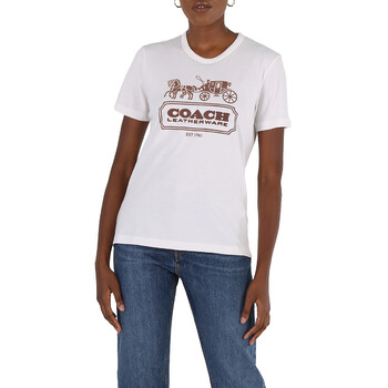 Coach Ladies White Logo T-shirt, Size Small C5559 NFY - Clothing - Jomashop