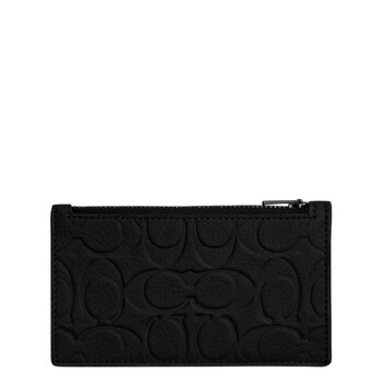 Coach Signature Leather Zipped Card Case CH744 BLK 195031890680 ...