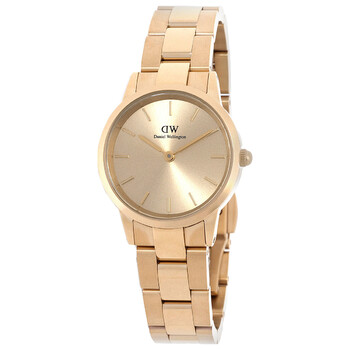 Daniel Wellington Iconic Link Rose Gold-tone Dial Ladies Watch ...