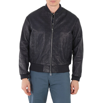 Emporio Armani Men's Black Logo-Embossed Blouson Bomber Jacket, Brand ...