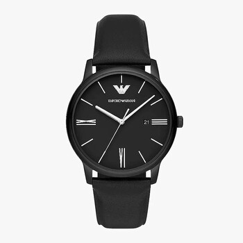 Emporio Armani Kappa Black Dial Black Leather Men's Watch AR11013 ...