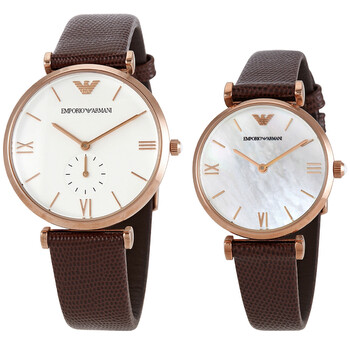Emporio Armani White Dial Men's and Ladies Watch Set AR9042 ...