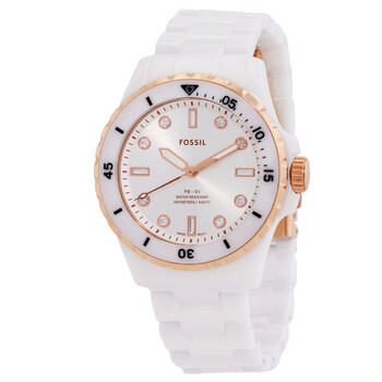 Fossil FB-01 Quartz Crystal Black Dial Ceramic Band Ladies Watch CE1108 796483528413 - Watches ...