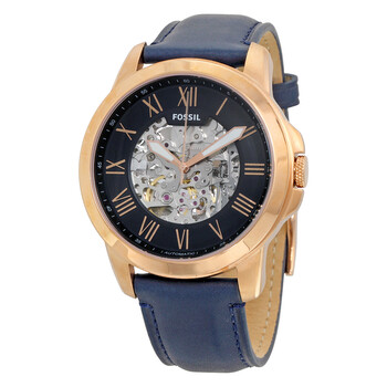 Fossil Grant Automatic Navy Blue Skeleton Dial Men's Watch ME3102 ...
