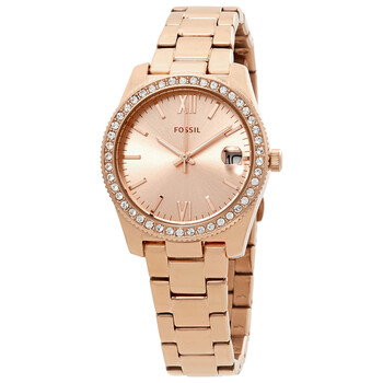 Fossil Virginia Rose Dial Rose Gold-tone and Horn Acetate Ladies Watch ...