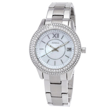 Fossil JACQUELINE Quartz Crystal White Mother of Pearl Dial Ladies Watch ES5164 4064092124033 ...
