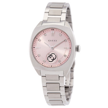 Gucci Interlocking G Quartz Diamond Silver Dial Ladies Watch YA142510 ...