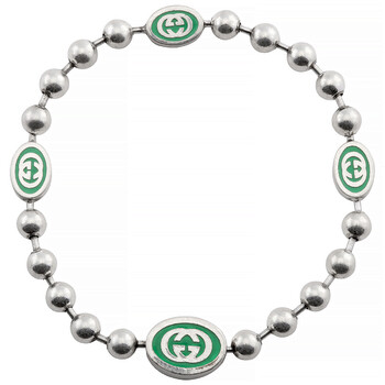 Gucci Sterling Silver And Enamel Boule Chain Interlocking G Bracelet, Size 18 YBA753442002 ...