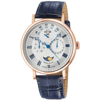 Gv2 By Gevril Maestro Quartz Moon Phase Silver Dial Men's Watch 43602 ...