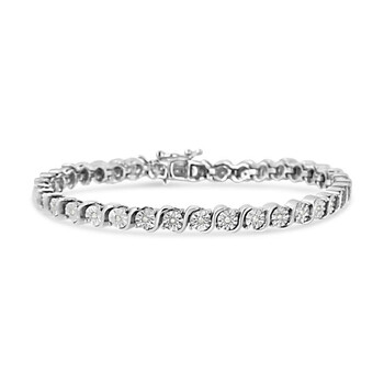 Haus Of Brilliance .925 Sterling Silver 1/10 Cttw Miracle-Set Diamond Round Miracle Plate "S ...