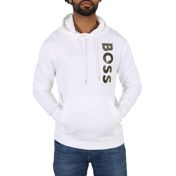 Hugo Boss White French-Terry Cotton Monogram Logo Hoodie, Size Small ...