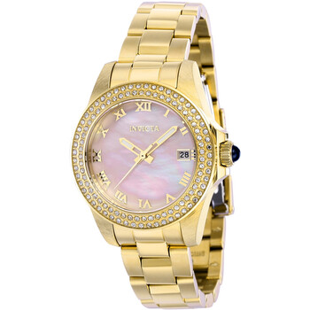 Invicta Pro Diver Quartz Crystal Rose Gold Dial Ladies Watch 37698 ...