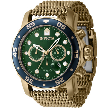 Invicta Pro Diver Chronograph Green Dial 18kt Gold-plated Men's Watch ...