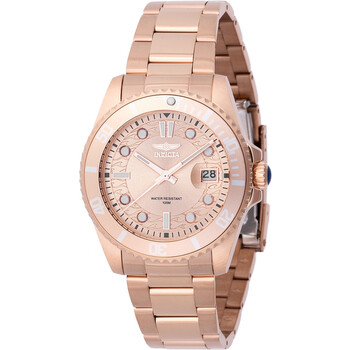 Invicta Pro Diver Quartz Crystal Rose Gold Dial Ladies Watch 37698 ...