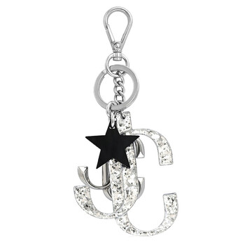 Jimmy Choo Ladies Silver Glitter Star JC Charm Key Ring JC KEYCHARM FOZ ...