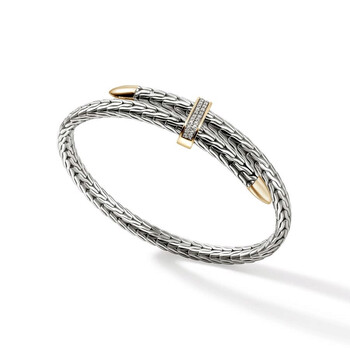 John Hardy Spear Flex Cuff, Sterling Silver, Diamonds, 5.5MM - Size M ...
