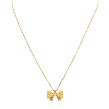 Kate Spade Ladies Clear / Gold Wrapped In A Bow Pendant Necklace KD970 ...