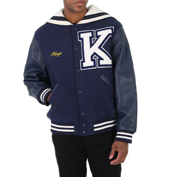 Kenzo Midnight Blue Wool And Leather Sailor Varsity Jacket, Size Large ...