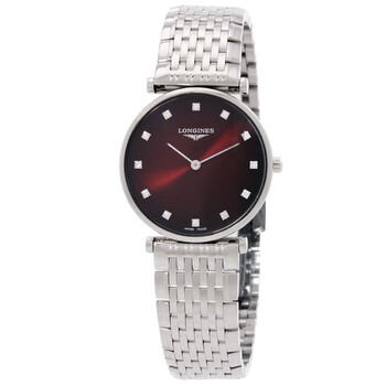 Longines La Grande Classique Quartz Diamond Red Dial Ladies Watch L4 ...