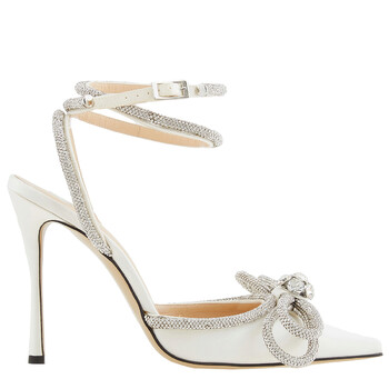 Mach & Mach Ladies White Double Crystal Bow High Heels, Size 37 ( US ...