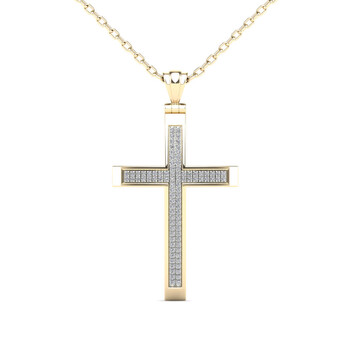 Brilliant Diamond 3/4 ct Lab Grown Diamond Cross Necklace Yellow Gold ...