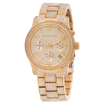 Michael Kors Runway Chronograph Quartz Gold Dial Ladies Watch MK7323 ...