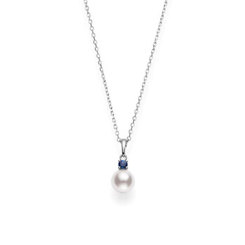 Mikimoto Akoya Cultured Pearl Ocean Pendant with Sapphire - MPA10378ASXW - Jewelry, Ladies ...