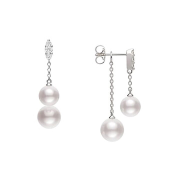 Mikimoto Akoya Cultured Pearl Ocean Earrings with Blue Sapphire - MEA10318ASXW - Jewelry, Ladies ...